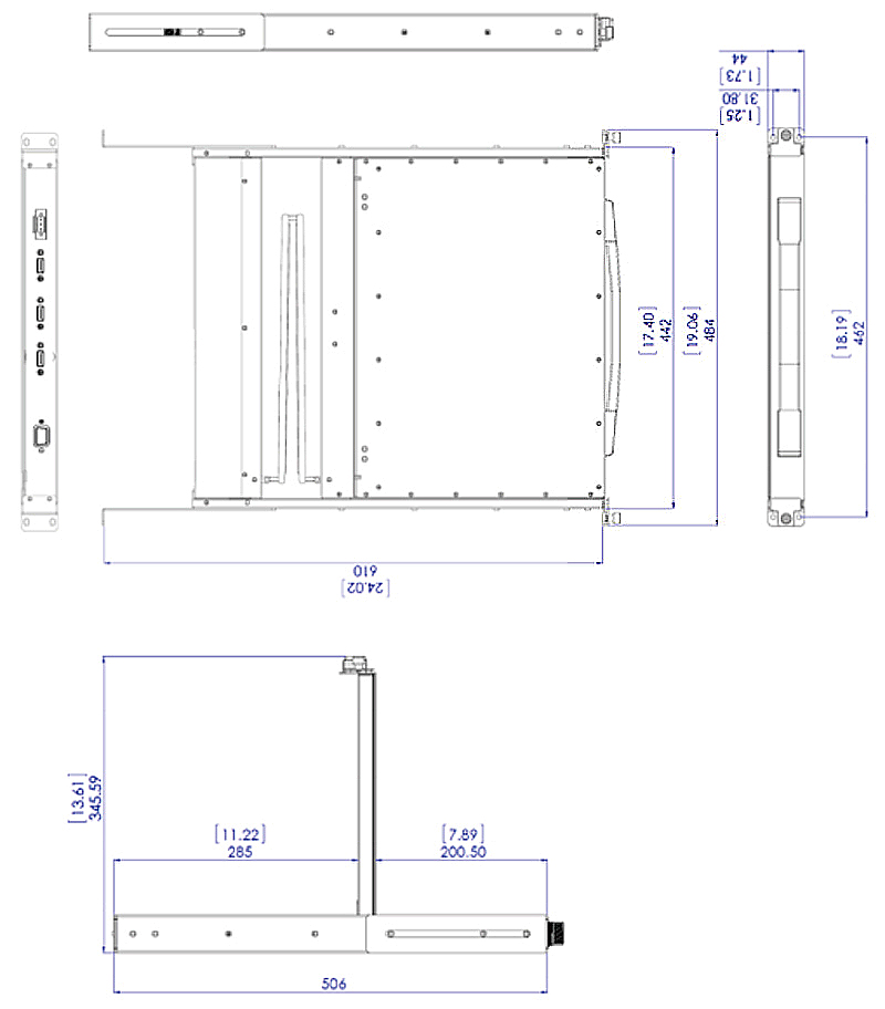 1U Rack Console with 17" 4K LCD Panel and Keyboard with Touchpad